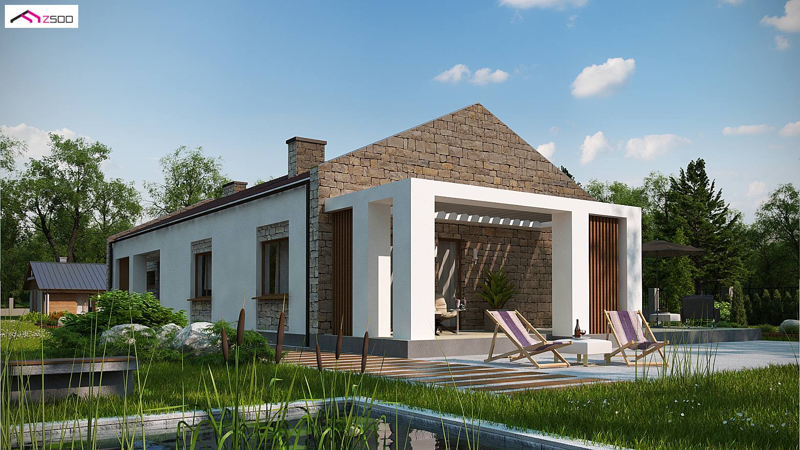 Projekt domu Z314 Parterowy dom na wąska działkę z dachem dwuspadowym ... Projekt domu Z314 Parterowy dom na wąska działkę z dachem dwuspadowym ...
