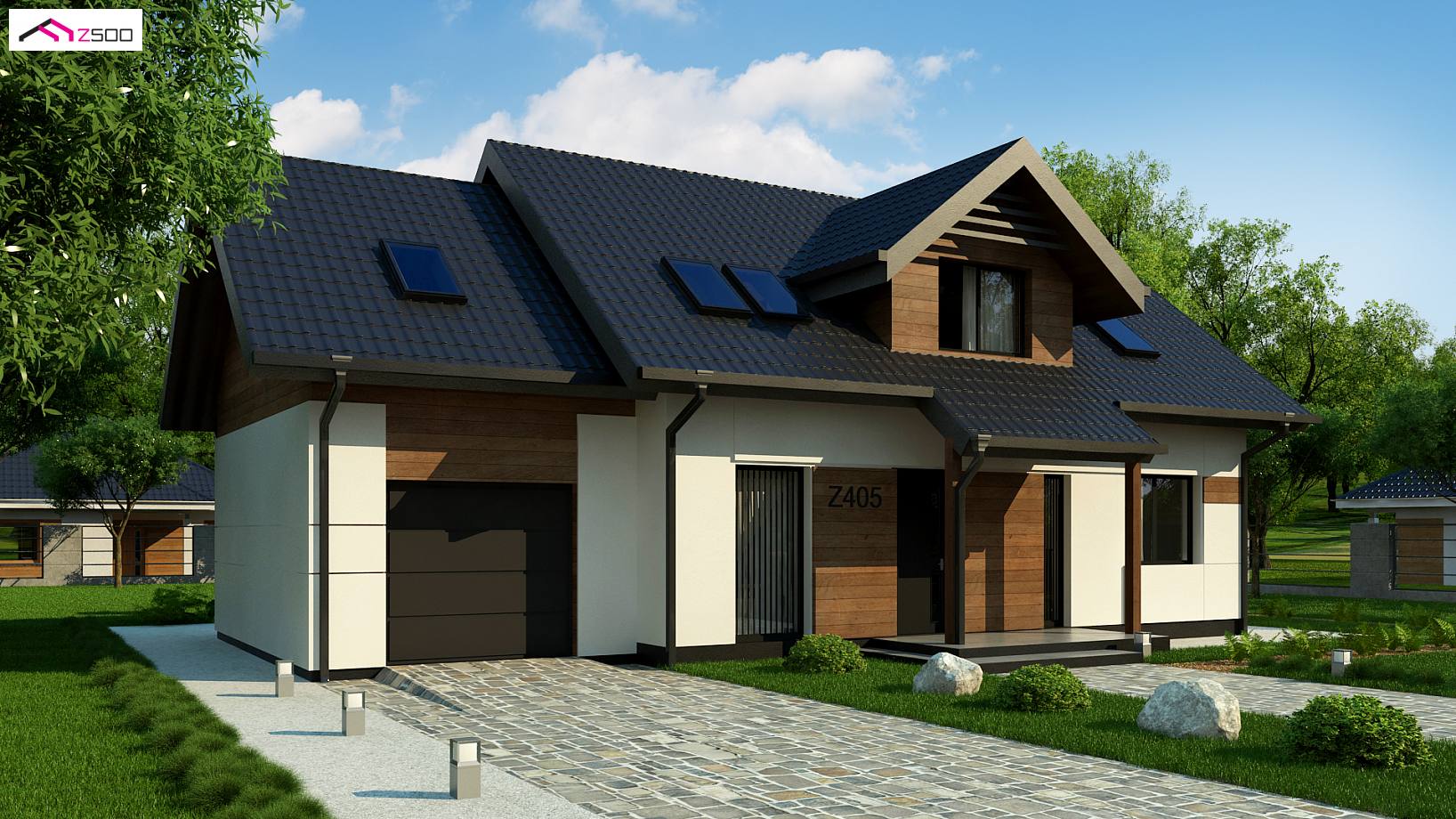 Projekt domu Z405 Dom z poddaszem użytkowym, garażem i dodatkowym ...