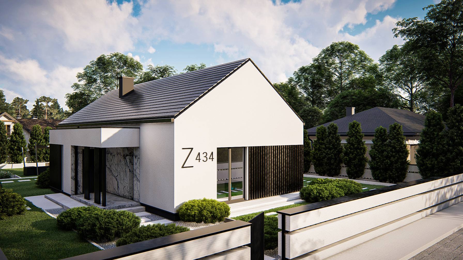 Projekt domu Z434 Dom parterowy, z dachem dwuspadowym, prostym ...